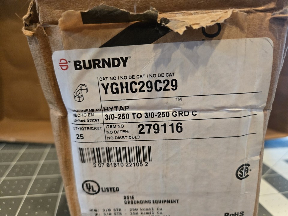 5x Burndy YGHC29C29 279116 Hytap 3/0-250 To 3/0-250 *Free Shipping ...