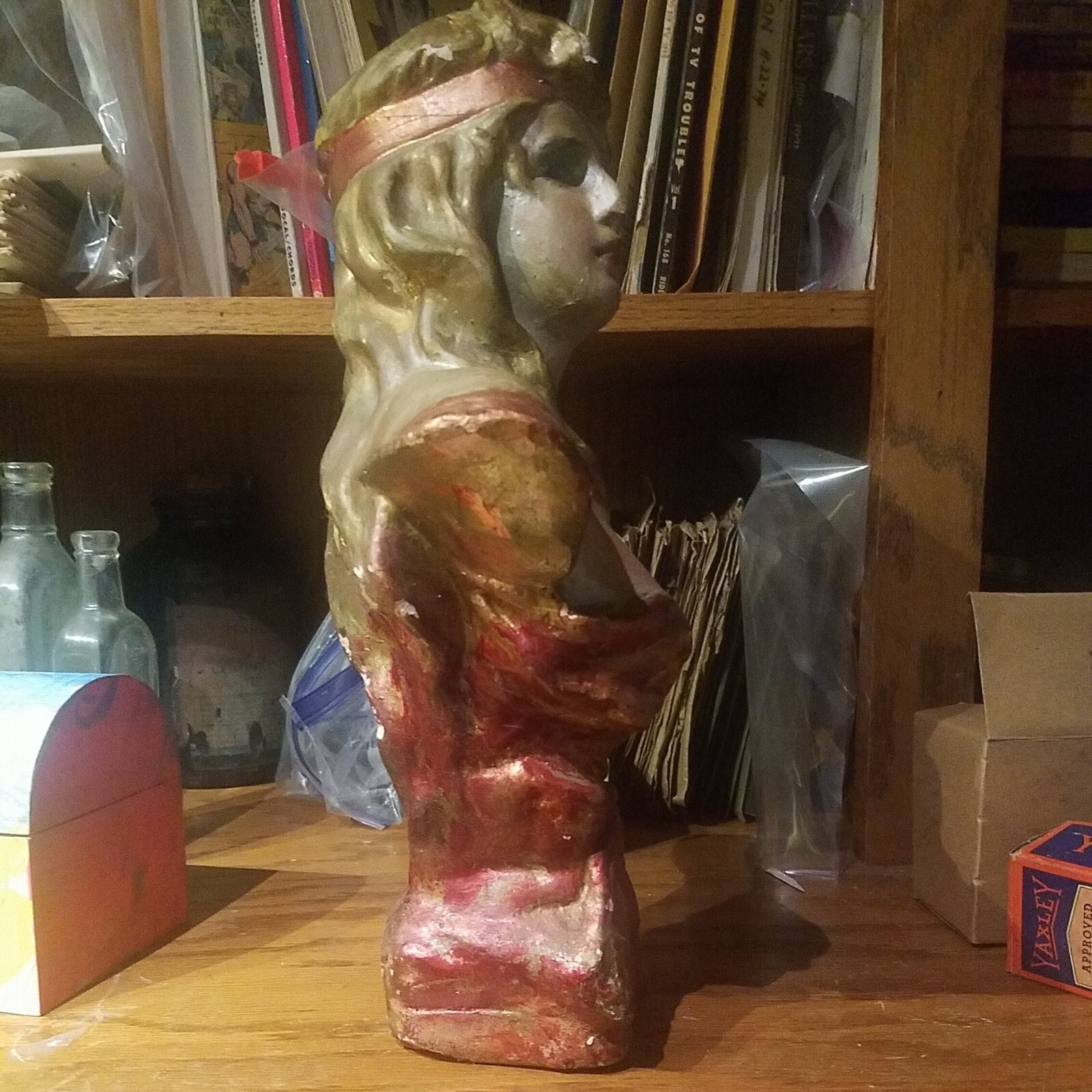 Antique Lovely Young Lady Plunging Neckline Bust Polychrome Like Paint ...