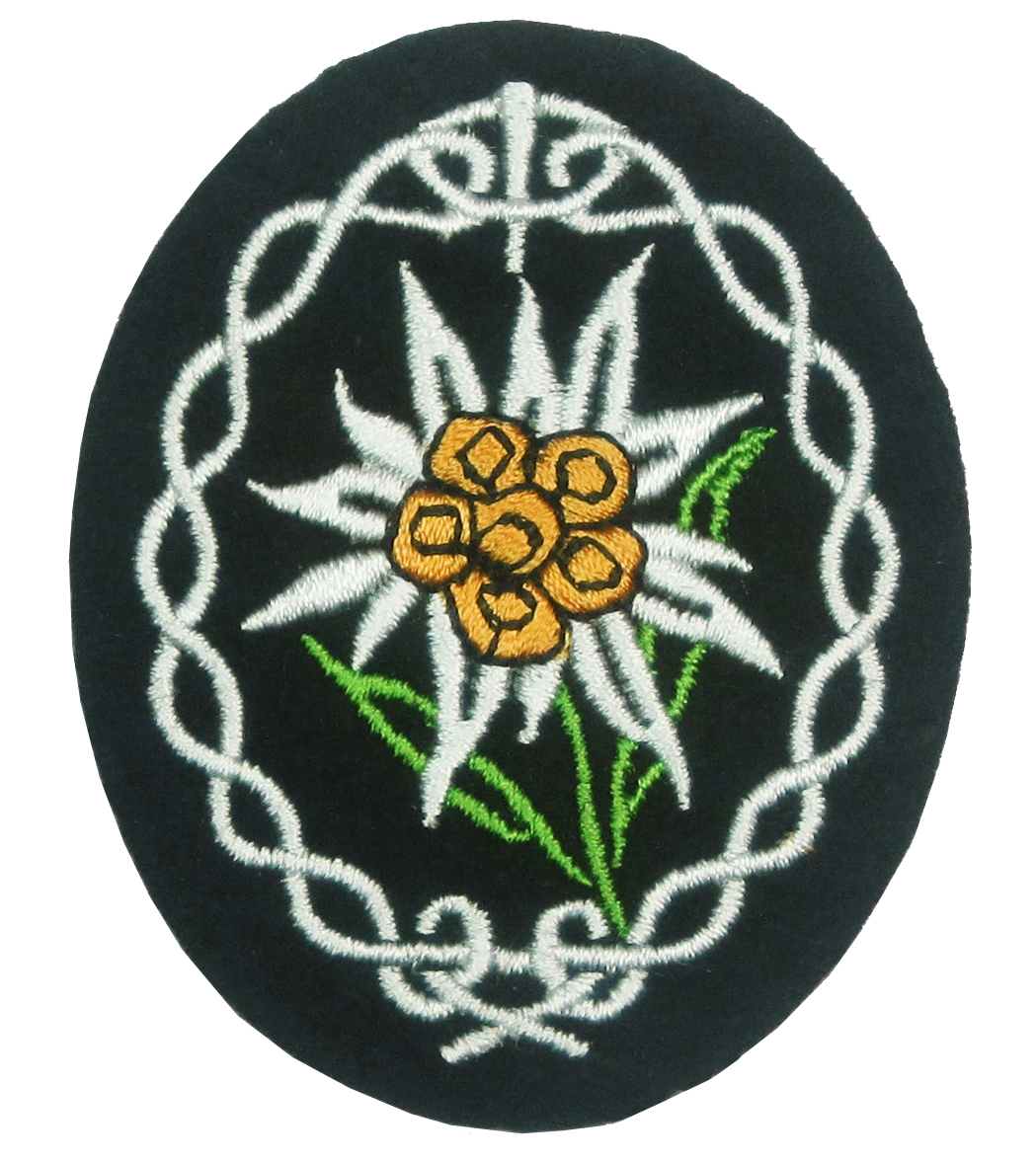Cloth Edelweiss Badge - WW2 Repro Gebirgsjager Patch German Award ...