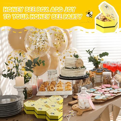 50 Pcs Bee Candy Boxes Paper Beehive Gift Boxes Yellow Paper Treat ...