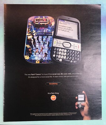 Vintage 2000s large 10 by 12 mag print ad PALM Centro early smartphone ...