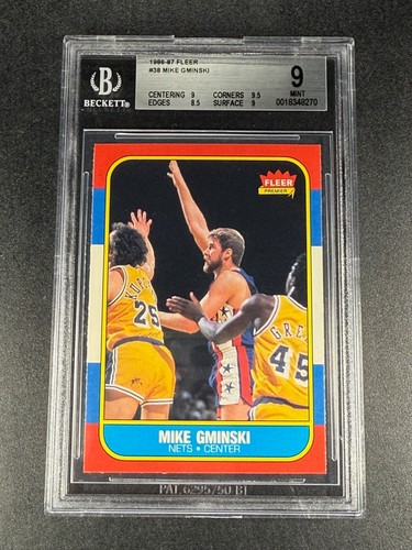 MIKE GMINSKI 1986 86-87 FLEER #38 CARD MINT BGS 9 NETS NBA SET BREAK | eBay