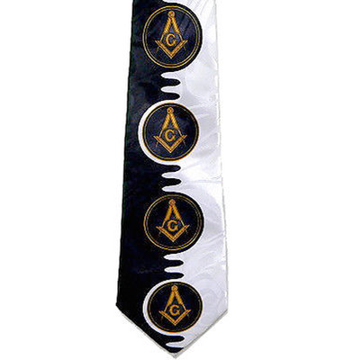 Tie for Free Mason Member - Black and White Polyester long tie unique ...