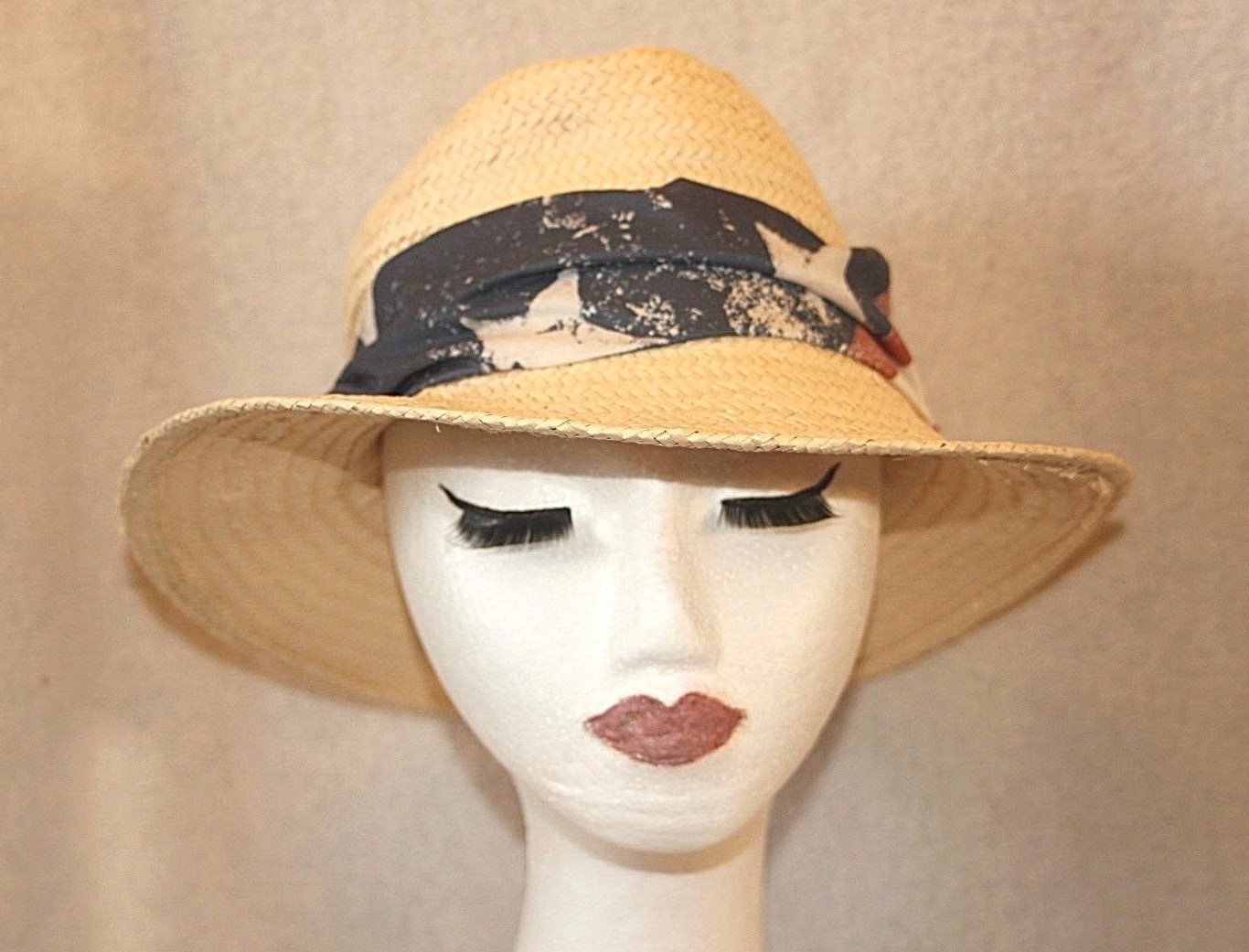 MOSSIMO NWT Hat USA Bandana Trim Natural Paper Women's | eBay