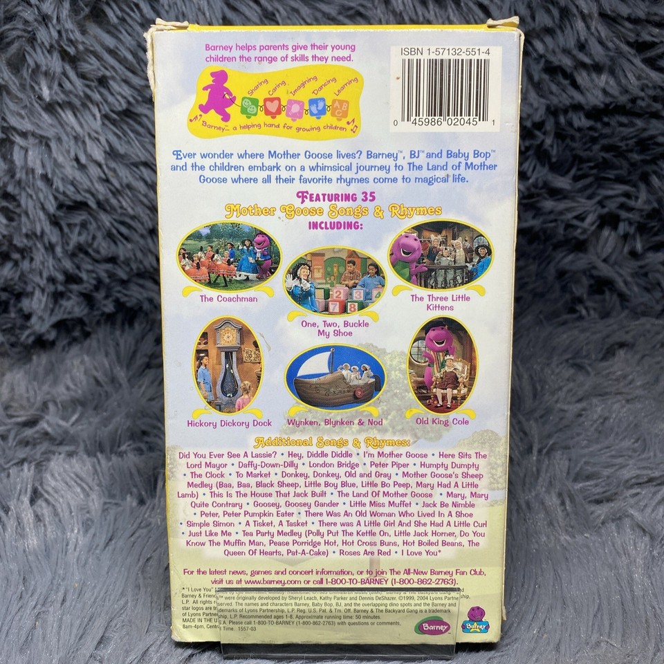Barney Rhyme Time Rhythm VHS Tape 1999 Slip Sleeve Featuring Mother ...