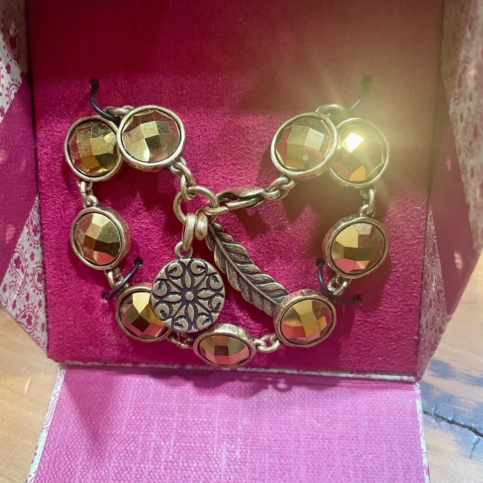 NEW Lucky bracelet Topaz golden feather Boho Bohemian | eBay
