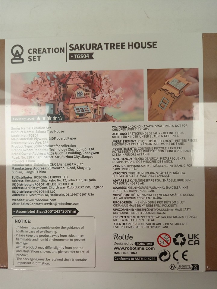 Rolife Model Kit Sakura Tree House 3D Puzzle Wooden DIY Miniature House ...