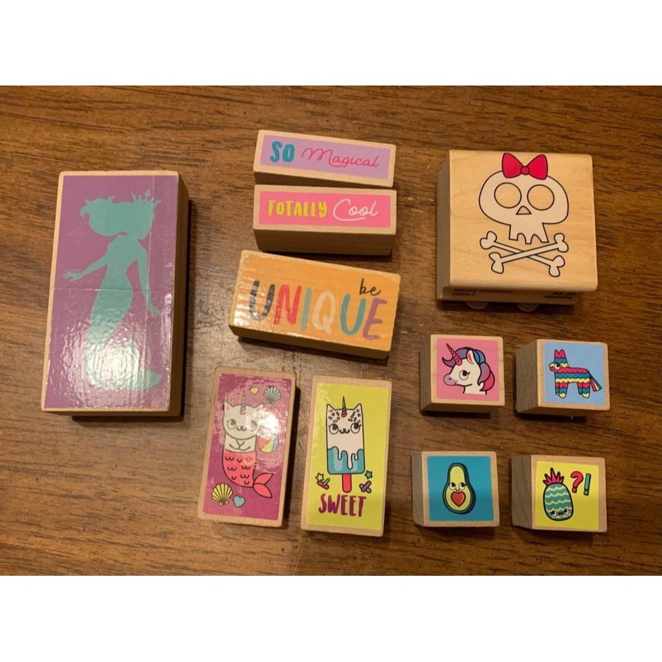 Lot Of 11 Whimsical Teen Girl Rubber Stamps Mermaid Cat Unicorn Unique ...