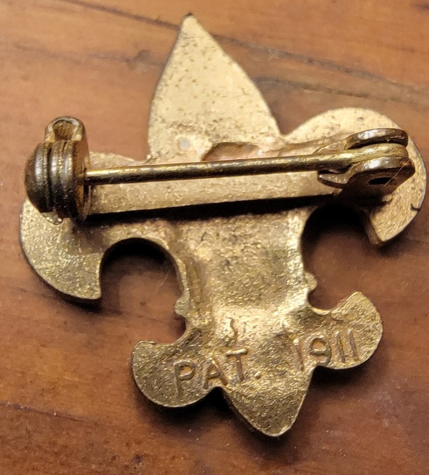 Vintage Boy Scout Hat Badge Pin - Pat 1911 Gold Tone Eagle Bird Stars ...