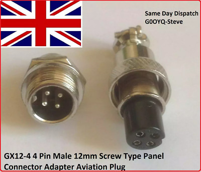 GX12-4 4 Pin Male 12mm Screw Type Panel Connector Adapter Aviation Plug ...