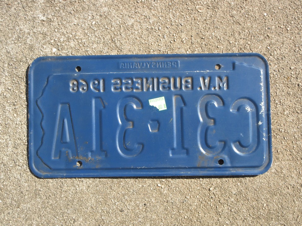 1968 Pennsylvania MV Business License Plate Penna Ford Chevrolet Dealer ...