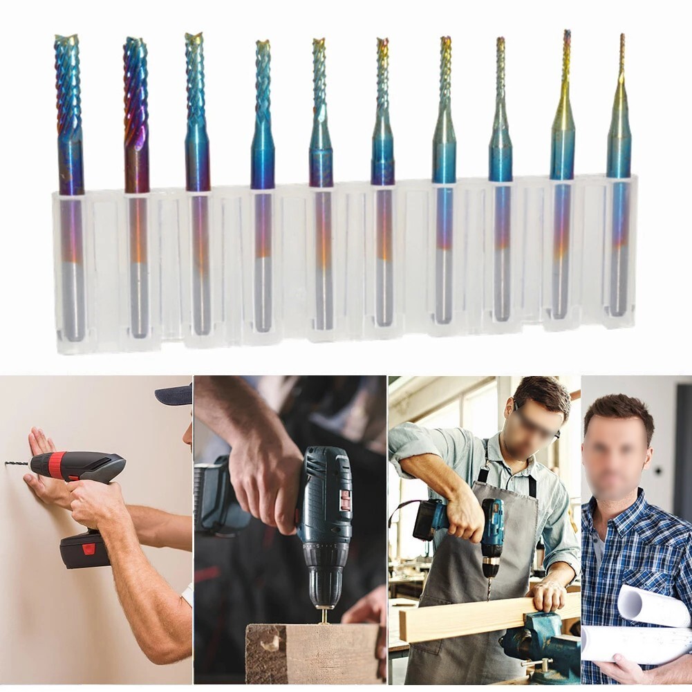 Professional 10pcs Carbide CNC Router Bit Set Ideal for PCB Milling ...