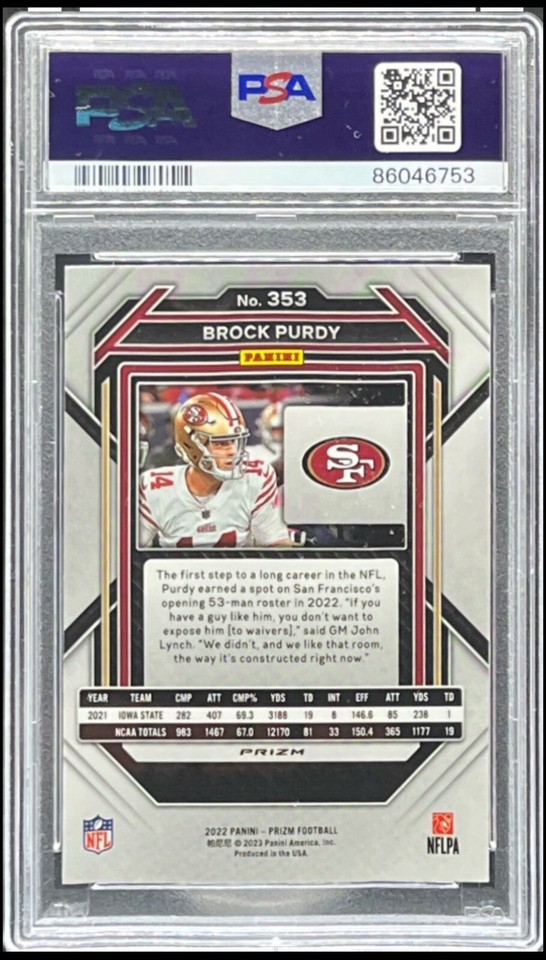 Brock Purdy 49ers 2022 Prizm Silver Prizm Autographed Rookie Card *PSA ...