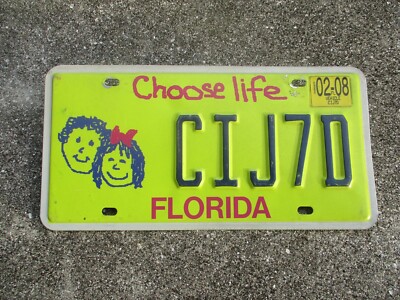 Florida 2008 Choose Life license plate # CIJ7D | eBay