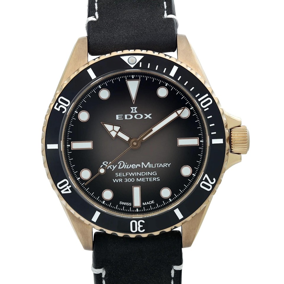 Edox SkyDiver 42mm Bronze Black Ombre Dial Automatic Mens Watch 80115 ...