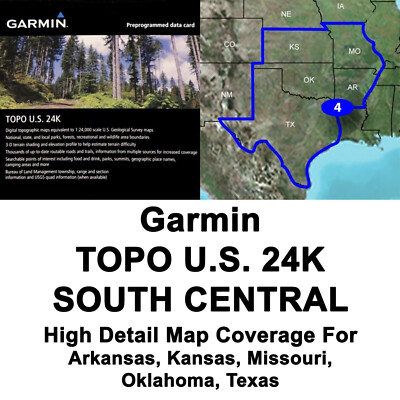 Garmin TOPO U.S. 24K SOUTH CENTRAL - Maps GPS Data Card USA Topographic ...