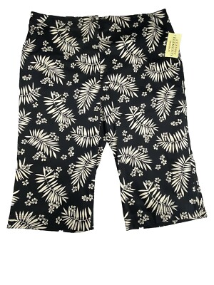 Womens Black/White Capris Pants Tropical Sears Classic Elements Plus Sz ...