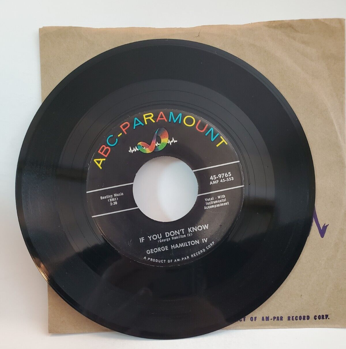 George Hamilton IV A ROSE AND A BABY RUTH (ROCK 45) #9765 PLAYS VG+ TO ...