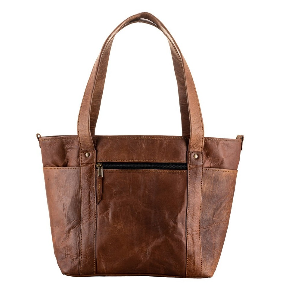 Women's Vintage Genuine Leather Brown Shoulder Tote Bag Stylish ...