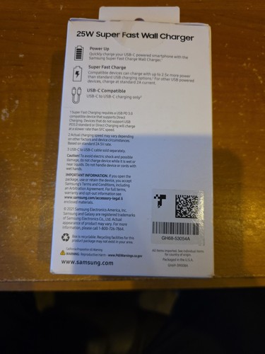 OEM Samsung 25W USB-C Wall Charger Super Fast Power Adapter For S20 S21 ...