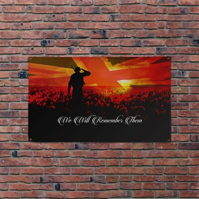 We Will Remember Them Banner Remembrance Day Union Jack Poppy Field | eBay