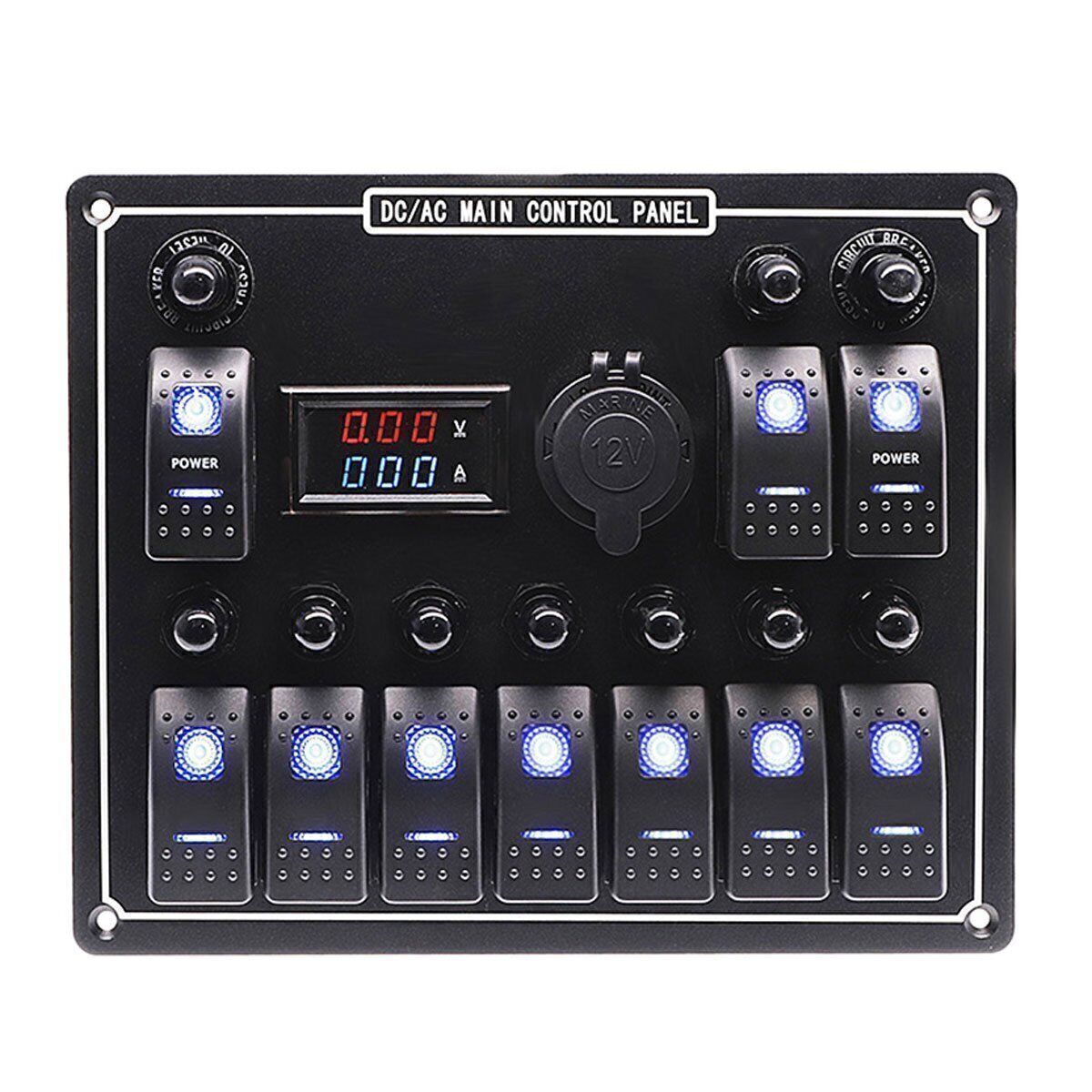 10 Gang Rocker Switch Panel Waterproof 12 Volt Toggle Switch, RV Boat ...