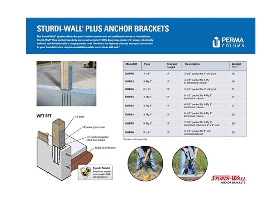 Sturdi-Wall Plus, Wet-Set Bracket (8x8 Post) SWP88 | eBay