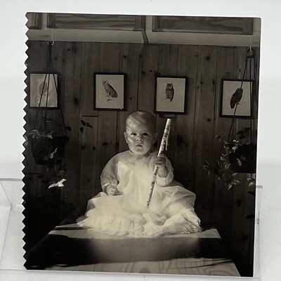 VTG Photo Cute Angelic Sun Splashed Mystical Baby w/ Pony Stick ...