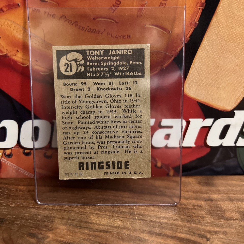 1951 Topps RINGSIDE BOXER # 21 Tony Janiro Boxing Ex Exmt | eBay