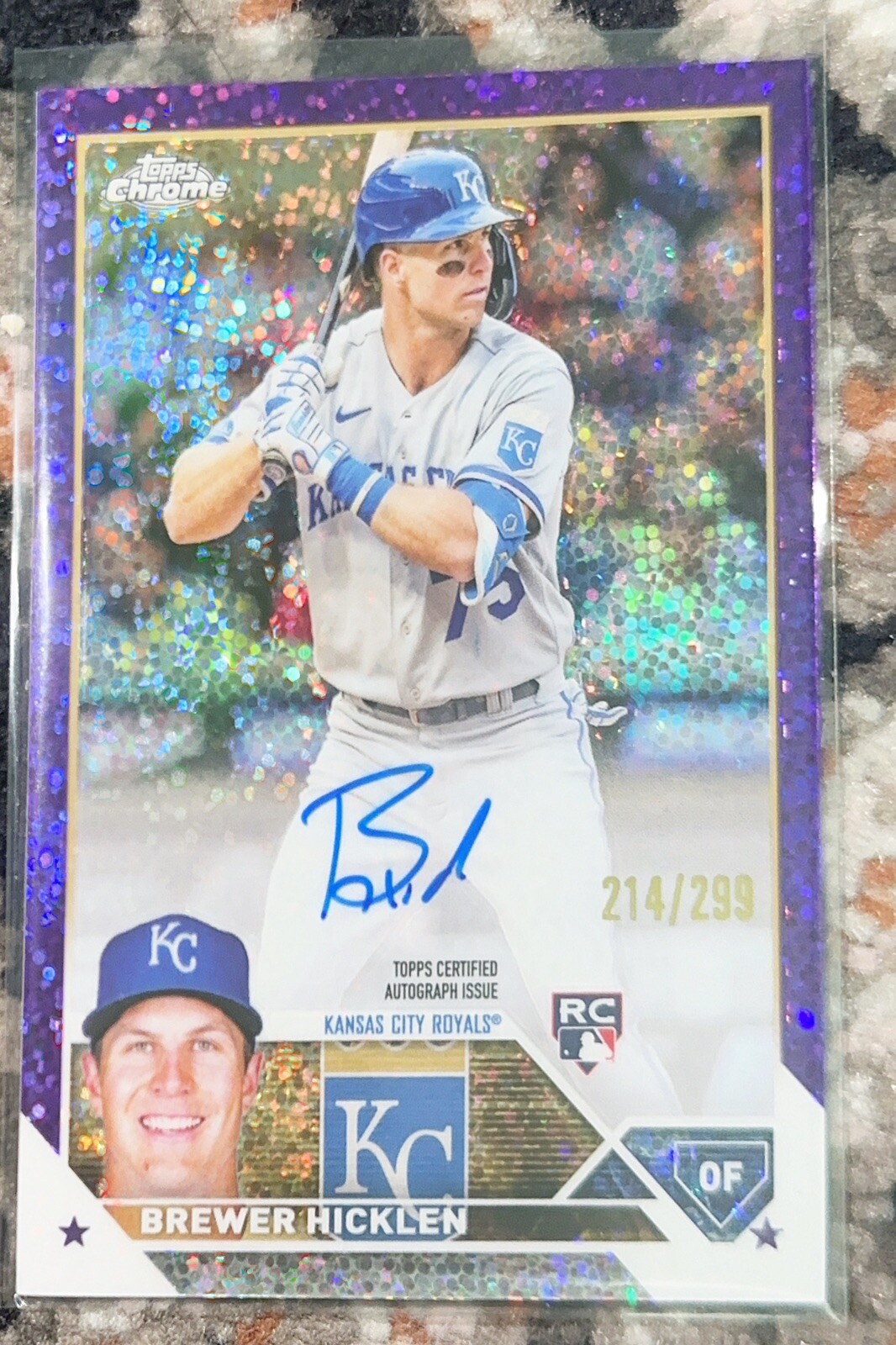 2023 Topps Chrome Brewer Hicklen Purple Speckle Auto #/299 RC Rookie ...