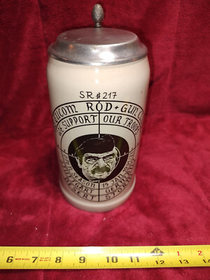 Vintage Lidded German Beer Stein Desert Storm - Saddam Hussein Target ...