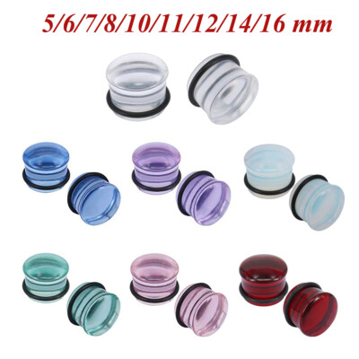 1 Pair Glass Ear Gauges Mushroom Single Flare Plug Ear Lobe Stretching ...
