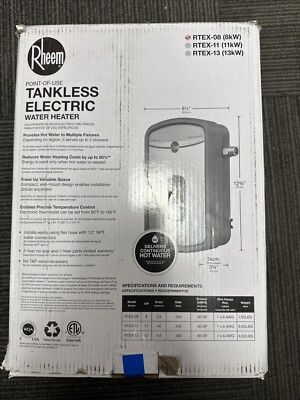 Rheem RTEX-08 Tankless Electric Water Heater - Open Box 20352683034| eBay