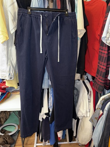 Men’s J Crew Navy Cordura Dock Pants Elastic Waist Size M Zip Fly ...
