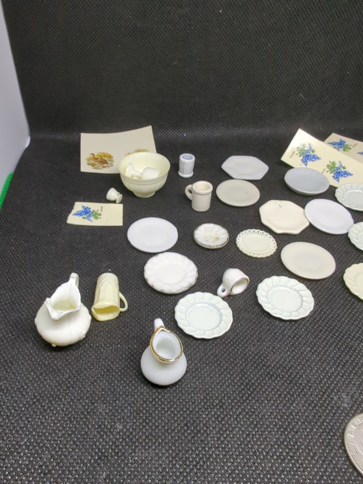 Miniature Dollhouse Accessories Bulk White Dishes for Painting *30 ...