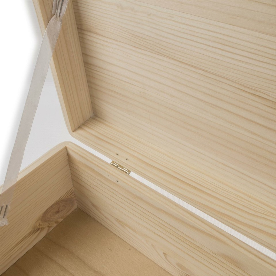 Plain Pine Decorative Wood Storage Box with Hinged Lid & Handles ...