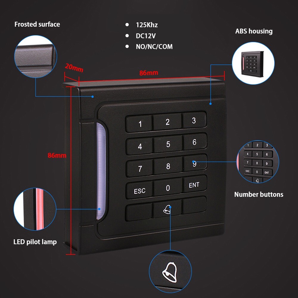 6K User EM4100 125Khz card Keypad Pincode standalone KO K.O. box Access ...