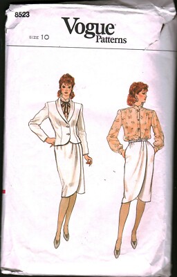 8523 Vintage Vogue Sewing Pattern Misses 1980s Jacket Skirt Blouse Sew ...