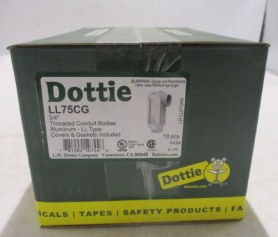 NEW BOX OF 10 DOTTIE LL75CG 3/4" THREADED CONDUIT BODY ALUMINUM | eBay ...