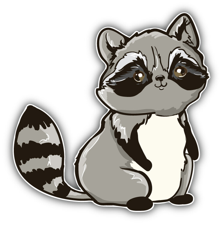 Cute Cartoon Raccoon Car Bumper Sticker Decal - "SIZES" | eBay