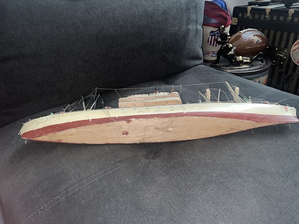 2 VTG Ideal Assembled Balsa Wood Model Boat Steam Ships Display 26 ...