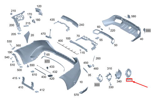 MERCEDES-BENZ GLE W167 Rear Left Tail Pipe Trim Molding A1678856900 NEW ...