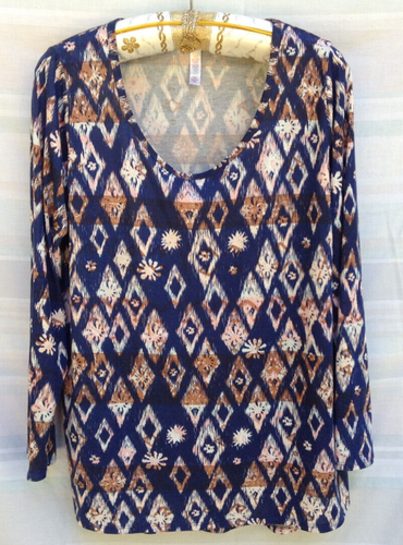 LuLaRoe Womens Top Long Sleeve T Shirt 2XL - Dark Blue / Tan / White ...