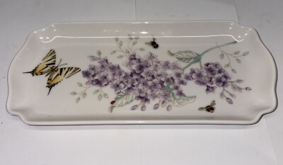 LENOX BUTTERFLY MEADOW Porcelain Rectangular Server Tray Dish-9.75" L ...