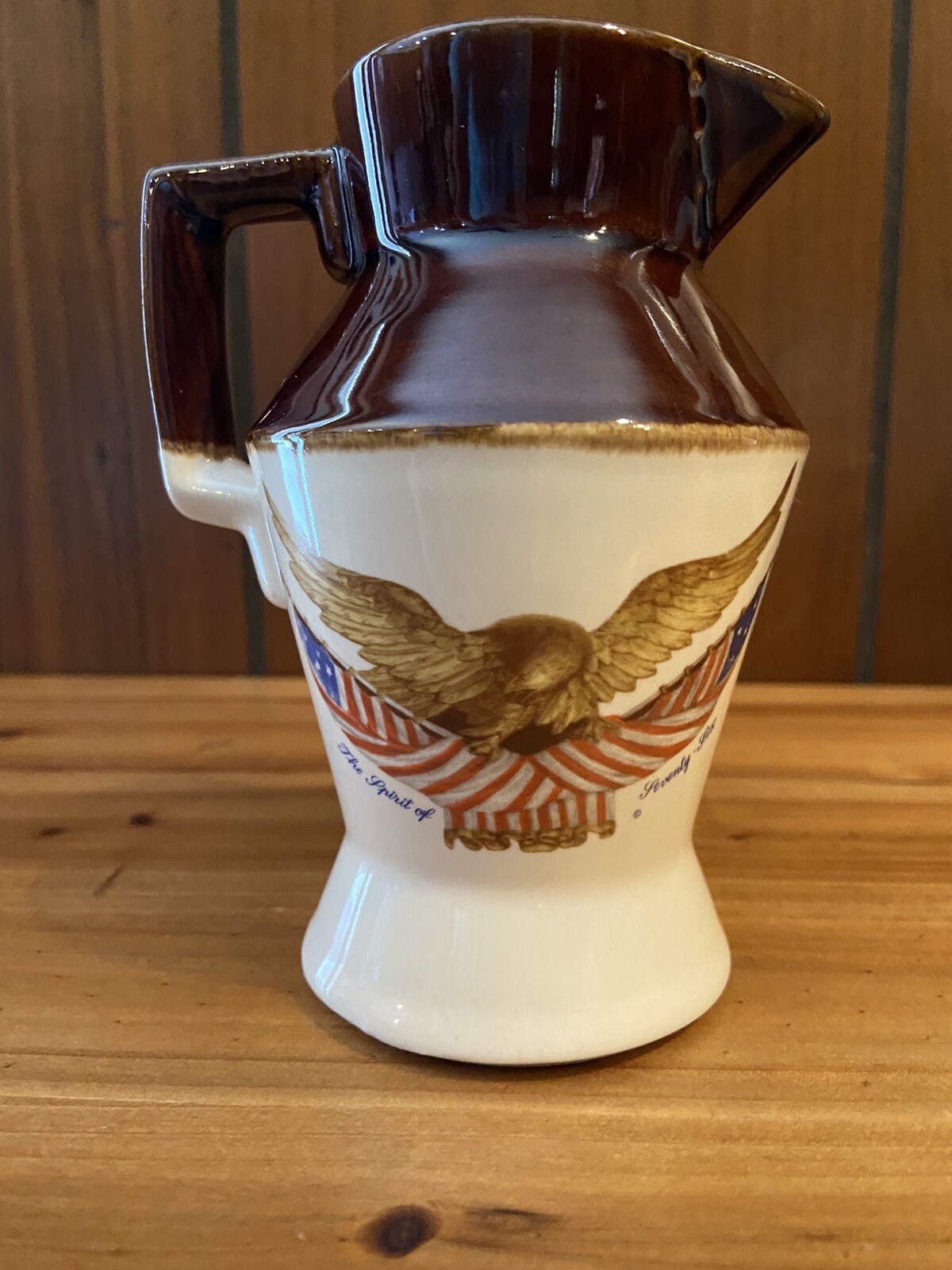 Vintage McCOY SPIRIT OF SEVENTY-SIX Milk PITCHER 'CARVED WOODEN EAGLE-6 ...