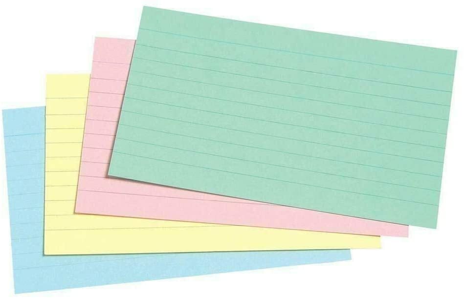 100 Record Cards 5x3 Multi Coloured Ruled By EA Distribution LTD | eBay UK