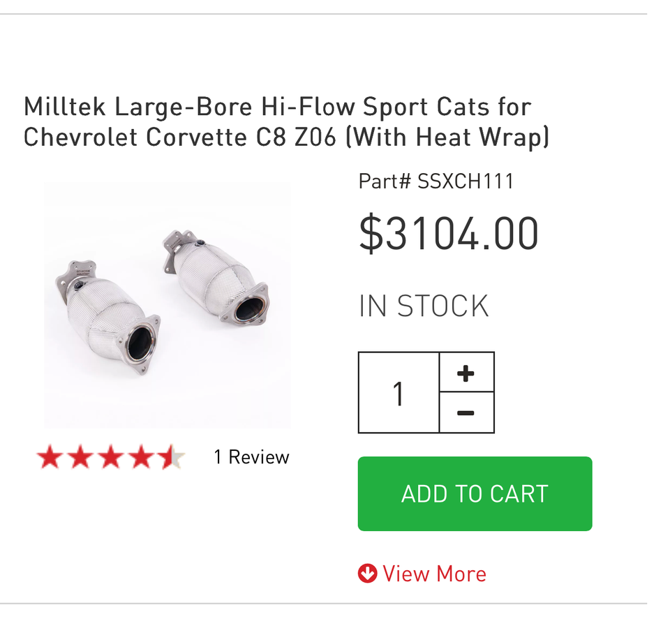 MILLTEK LARGE-BORE HI-FLOW SPORT CATS FOR CHEVROLET CORVETTE C8 Z06 W ...