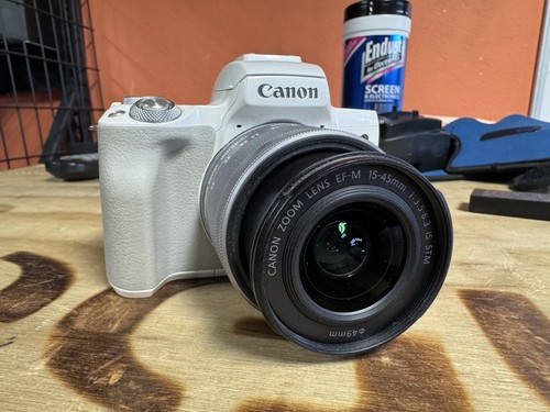 Canon EOS M50 24.1 MP Mirrorless Camera - White (Kit with EF-M 15-45mm ...
