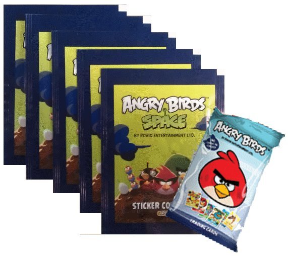 ANGRY BIRDS SPACE STICKER COLLECTION - 5 PACKS + BONUS PACK OF TRADING ...