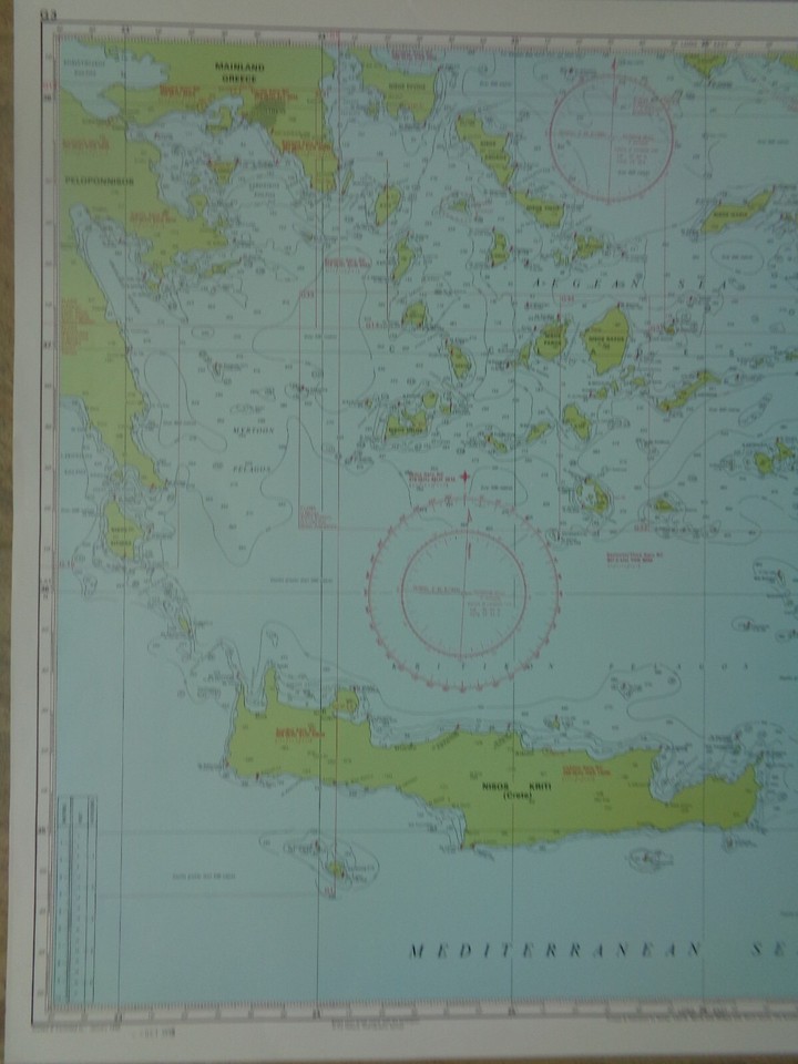Marine Map / Aegean Sea (South Part) - Kriti, Crete, Rhodes, Naxos ...
